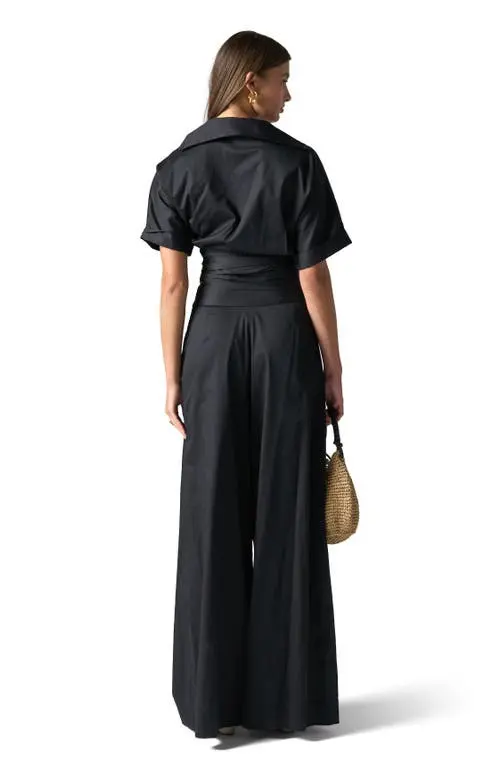 JBQ Logan High-waisted Wide-leg Pleated Trousers - Black