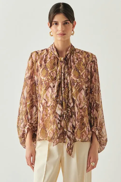 EXQUISE Sariyah Long Sleeve Blouse - Brown