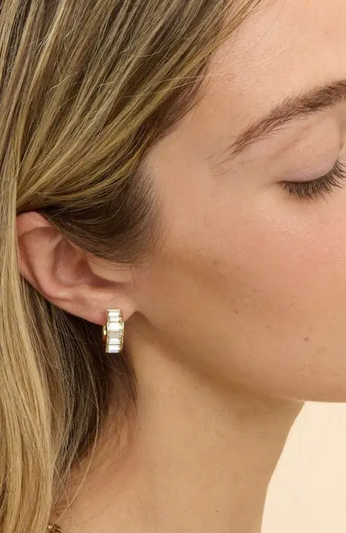 Stella & Dot Channel Set Hoop Earrings - Gold