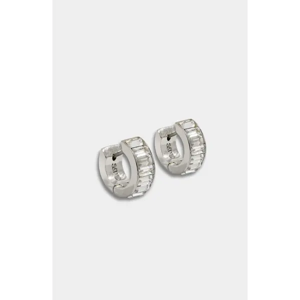 Stella & Dot Channel Set Hoop Earrings - Silver
