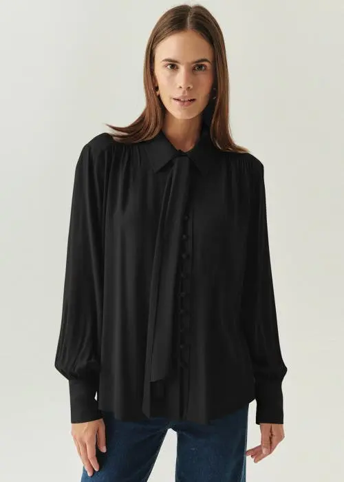 EXQUISE Harlee Long Sleeve Shirt - Black