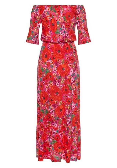LASCANA Off-the-shoulder Floral Print Maxi Dress