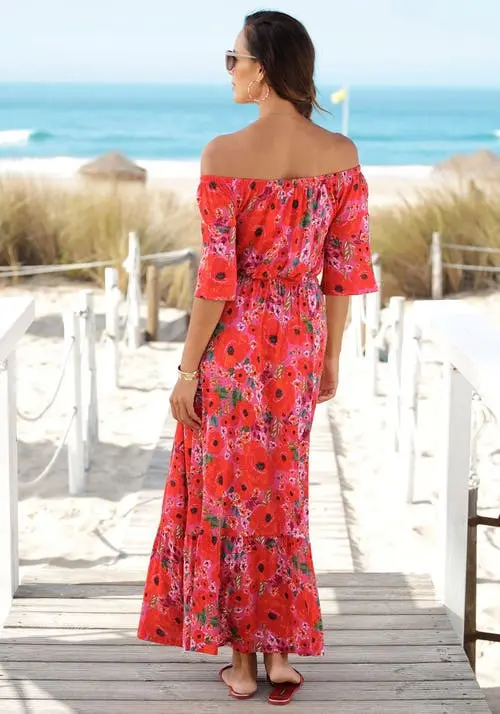 LASCANA Off-shoulder Printed Maxi Dress