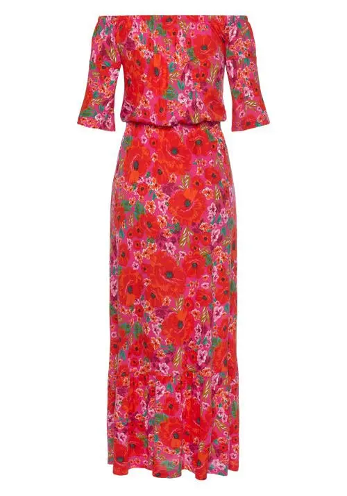 LASCANA Off-shoulder Printed Maxi Dress