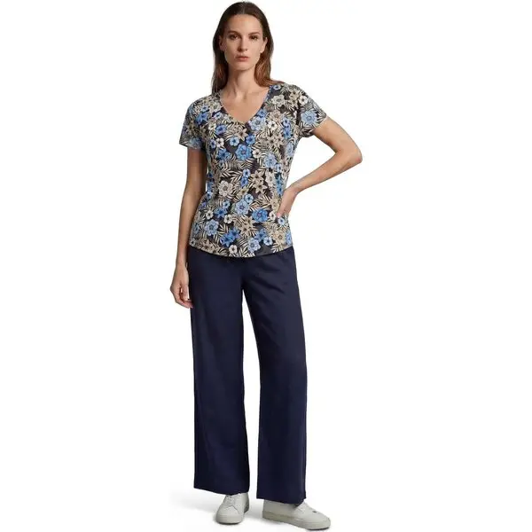LORDS OF HARLECH Linen Wide-leg Pants With Drawstring Waist - Navy