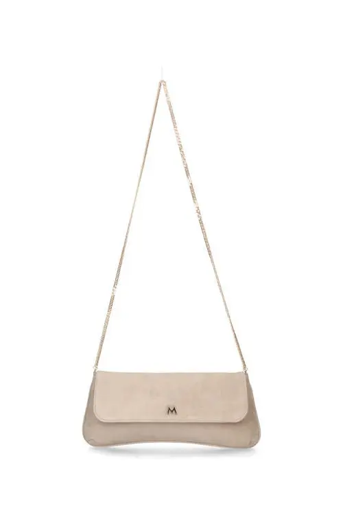 MASCARO Medium Leather Clutch With Chain Strap - Beige
