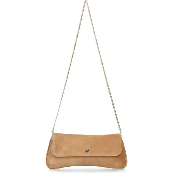 MASCARO Medium Leather Clutch With Chain Strap - Camel