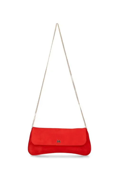 MASCARO Medium Leather Clutch With Chain Strap - Red