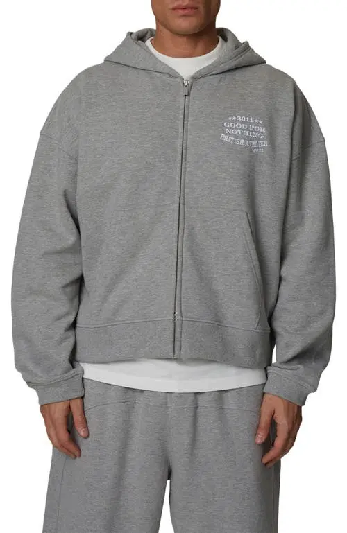 GOOD FOR NOTHING Boxy-fit Zipped Icarus Hoodie - Grey