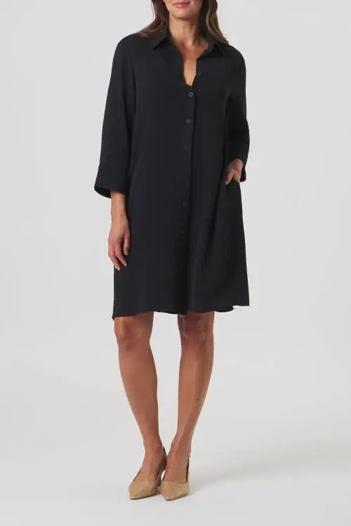 FRANNE GOLDE Lido A-line Shirt Dress With Pockets - Black