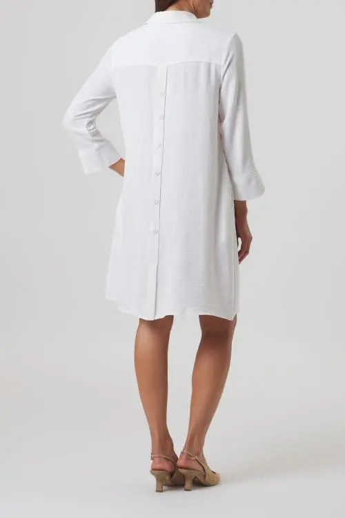 FRANNE GOLDE Lido A-line Shirt Dress With Pockets - Ivory