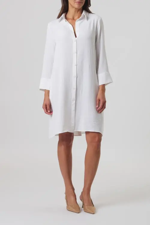 FRANNE GOLDE Lido A-line Shirt Dress With Pockets - Ivory