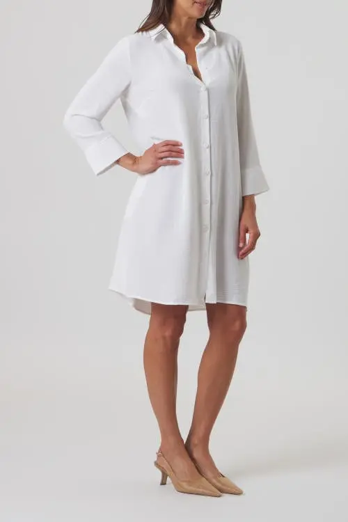 FRANNE GOLDE Lido A-line Shirt Dress With Pockets - Ivory