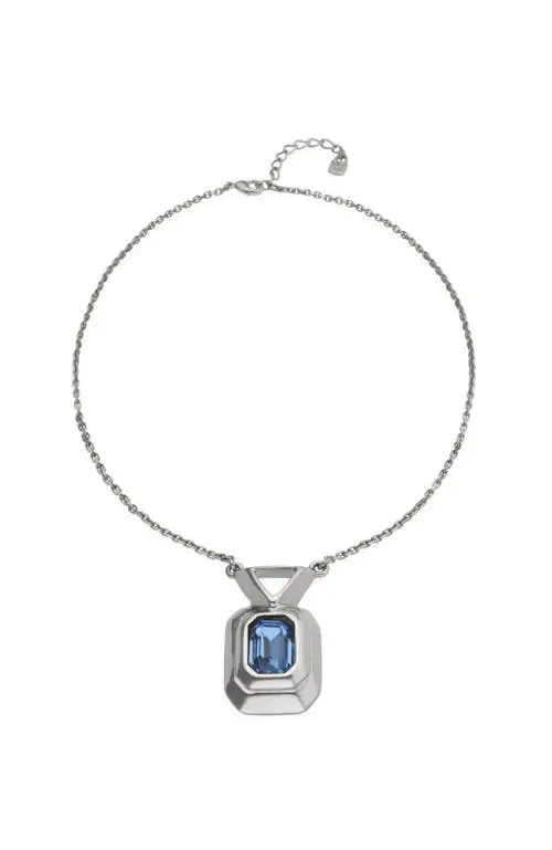 UNODE50 Sterling Pendant Necklace With Blue Crystal
