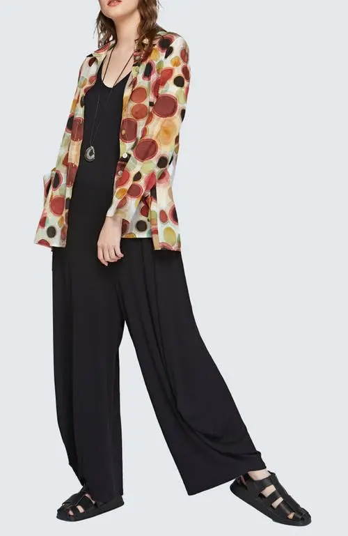 LUUKAA Wrinkled Viscose Jersey Jumpsuit With V-neck And Wide-leg Trousers - Black