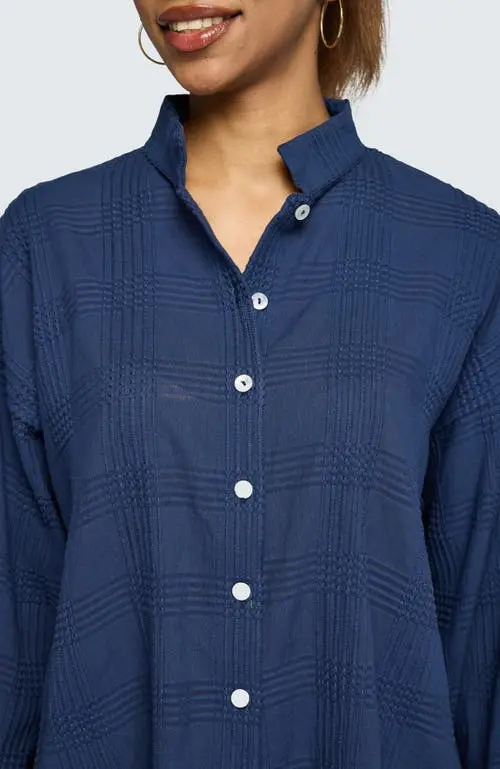LUUKAA Serina Mandarin Collar Shirt - Navy