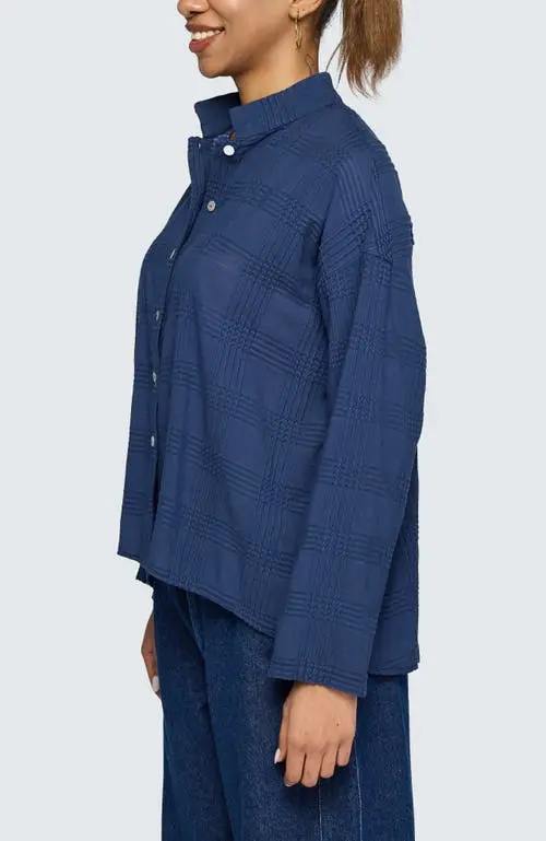 LUUKAA Serina Mandarin Collar Shirt - Navy
