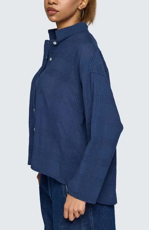 LUUKAA Serina Mandarin Collar Shirt - Navy