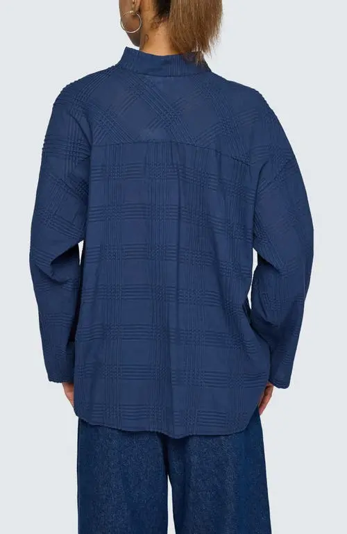 LUUKAA Serina Mandarin Collar Shirt - Navy