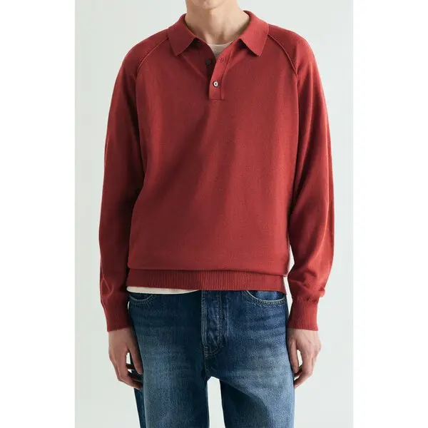 SCALPERS Raglan Polo Neck Sweater - Red