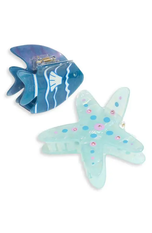 FRASIER STERLING Set Of 2 Fish And Starfish Claw Clips - Blue