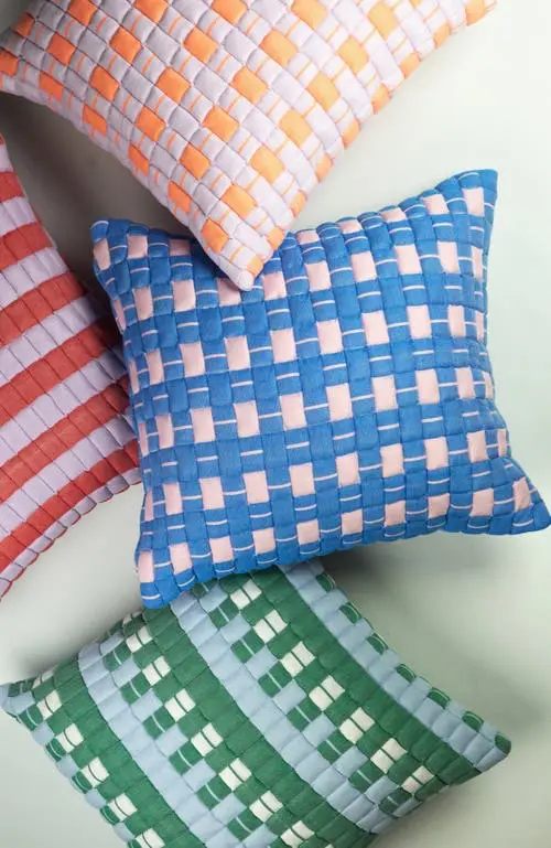 ARCHIVE NEW YORK Quilted Sujani Checkered Throw Pillow