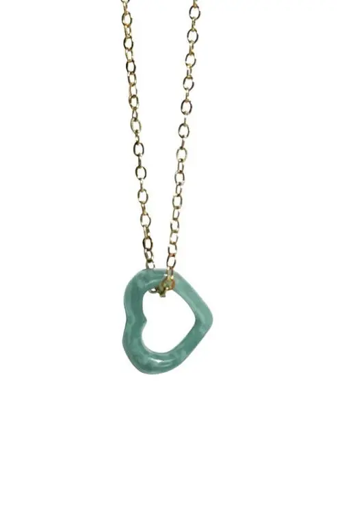 SEREE Heart Jade Pendant Necklace - Blue