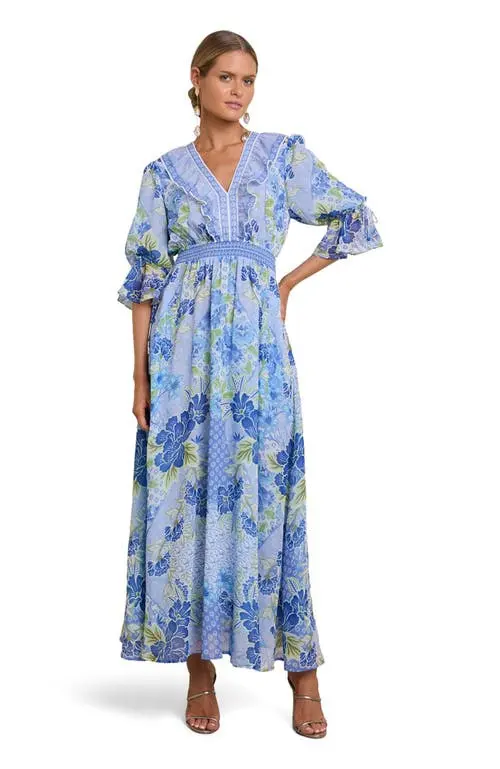 Hale Bob Meridian Chiffon Maxi Dress - Blue