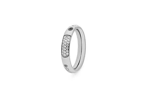 QUDO Small Deluxe Ring With Crystal Embellishments - Silver