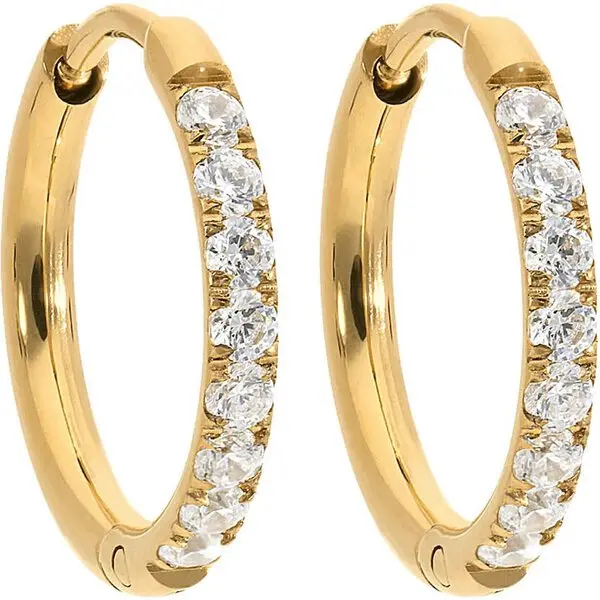 QUDO Eternity Crystal Hoop Earrings - Gold