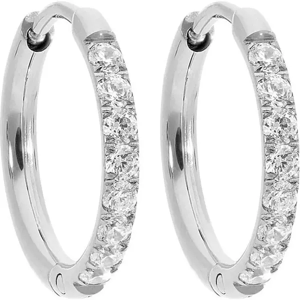 QUDO Eternity Crystal Hoop Earrings - Silver