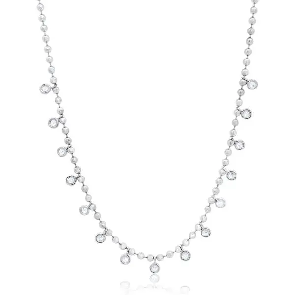 THE LOVERY Beaded Cz Dangle Necklace - Silver