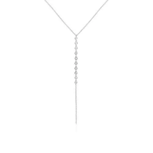 THE LOVERY Lariat Bezel Cz Necklace - Silver