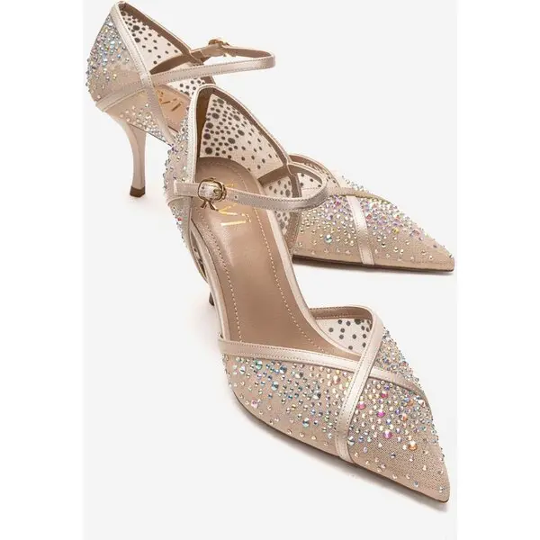 PROLOGUE SHOES Rachel Embellished Stiletto Pump - Beige