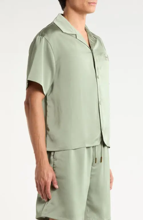 HONOR THE GIFT Satin Logo Embroidered Button-up Camp Shirt