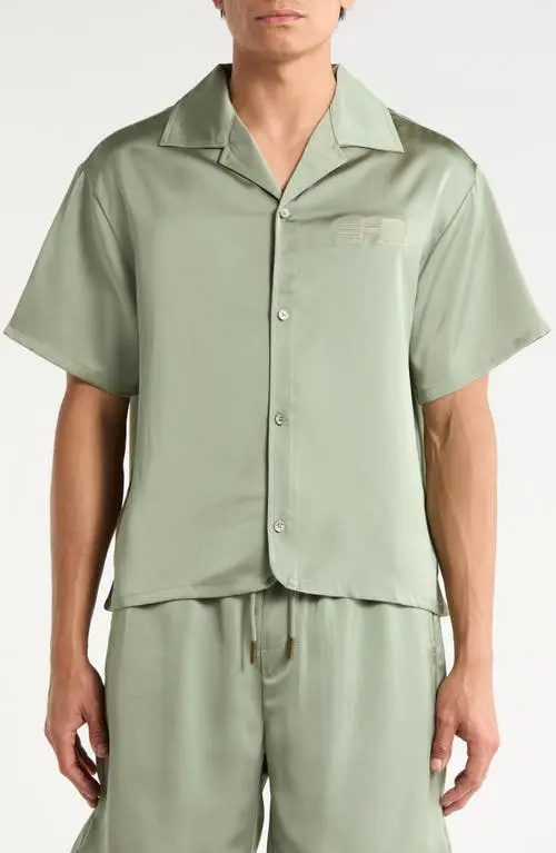 HONOR THE GIFT Satin Logo Embroidered Button-up Camp Shirt
