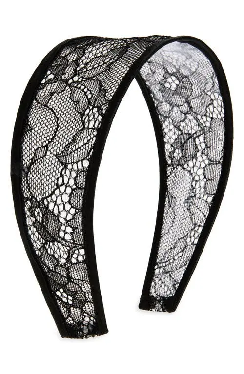 Tasha Embroidered Lace Headband - Black