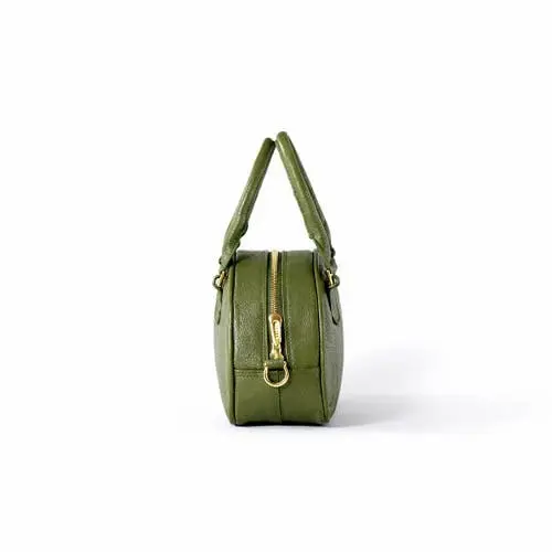 ROSZUAR Ameline Sculptural Italian Leather Top Handle Bag - Olive