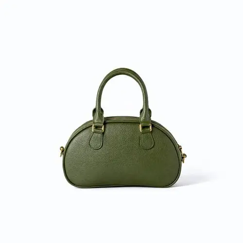 ROSZUAR Ameline Sculptural Italian Leather Top Handle Bag - Olive