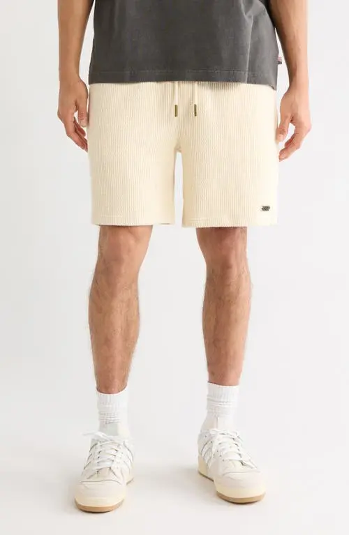 HONOR THE GIFT Rib Knit Stretch Cotton Blend Drawstring Shorts - Bone