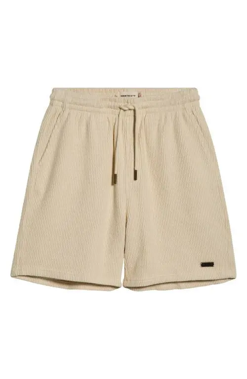 HONOR THE GIFT Rib Knit Stretch Cotton Blend Drawstring Shorts