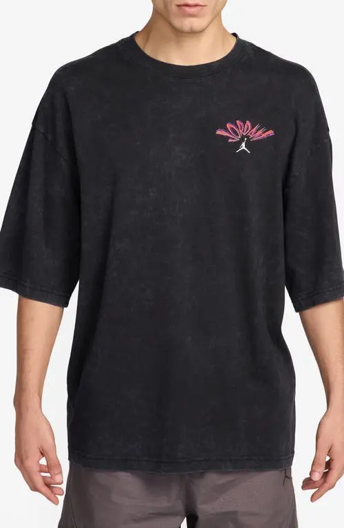 JORDAN Flight Oversize Cotton Graphic T-shirt - Black/white