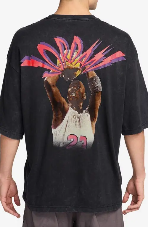 JORDAN Flight Oversize Cotton Graphic T-shirt - Black/white