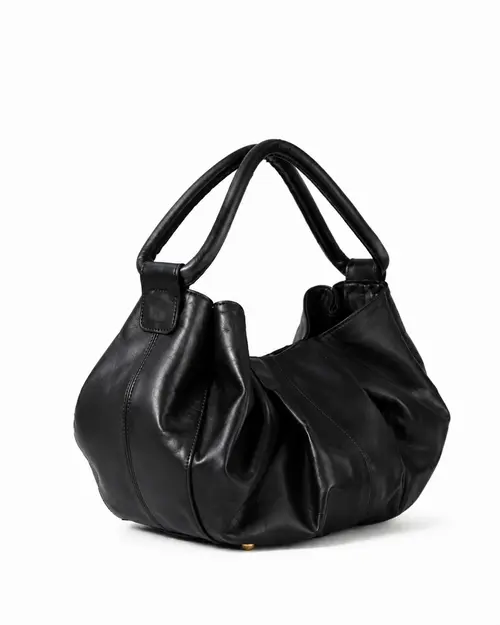 ROSZUAR Liora Sculptural Leather Shoulder Bag - Black
