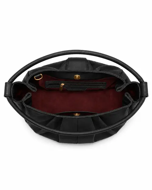 ROSZUAR Liora Sculptural Leather Shoulder Bag - Black