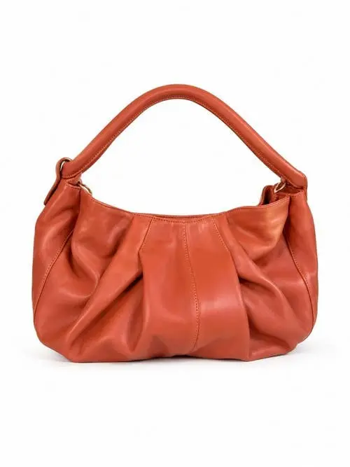 ROSZUAR Liora Sculptural Leather Shoulder Bag - Cognac
