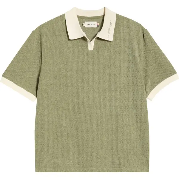 HONOR THE GIFT Pique Johnny Collar Polo - Sage