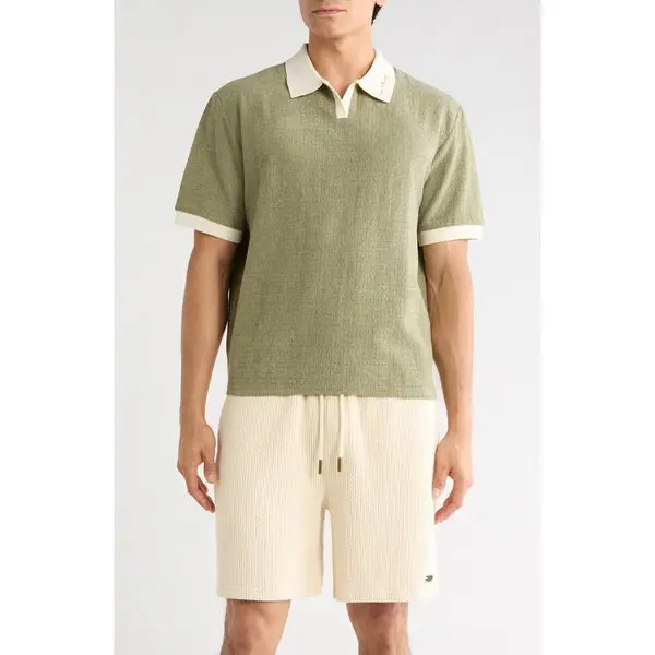 HONOR THE GIFT Pique Johnny Collar Polo - Sage