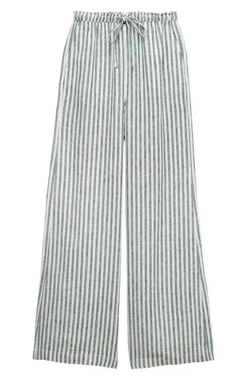 M&s Linen Palazzo Pants - Black/multi