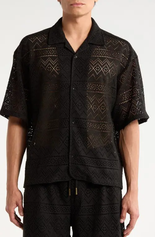 HONOR THE GIFT Pointelle Crochet Button-up Camp Shirt